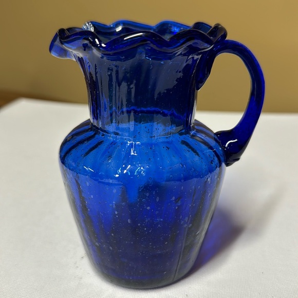 Art | Vintage Cobalt Blue Glass Small Pitcher Hand Blown 5 Tall | Poshmark